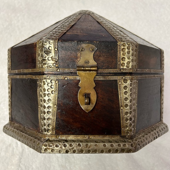 Storage & Organization | Antique Wood Metal Octagon Treasure Jewelry ...